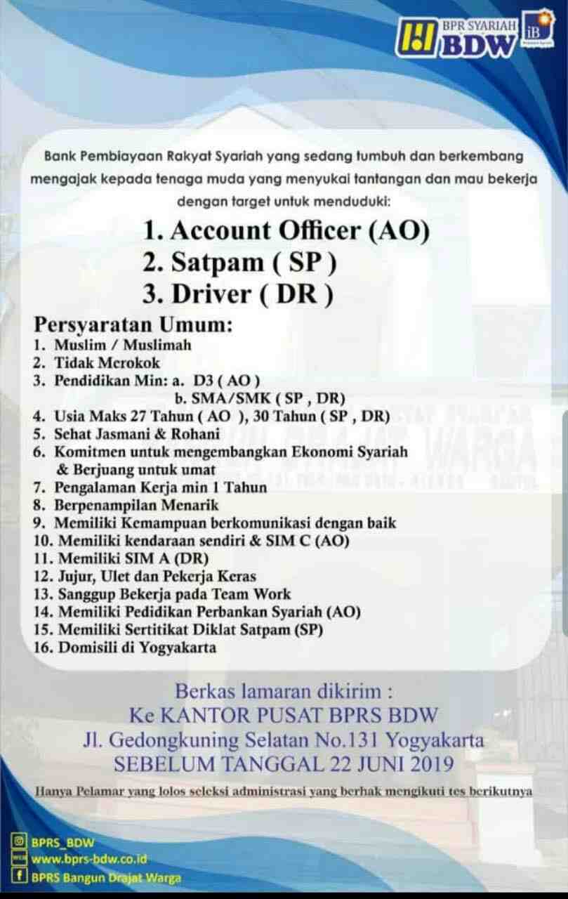 Account Officer, Satpam dan Driver | AtmaGo