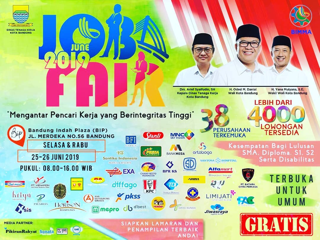 (Bursa Kerja) Job Fair Disnaker Bandung – Juni 2019 | AtmaGo