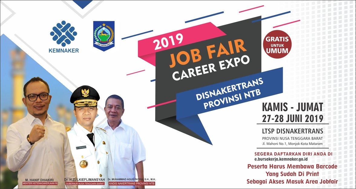 (Bursa Kerja) Job Fair Disnakertrans NTB – Juni 2019 | AtmaGo