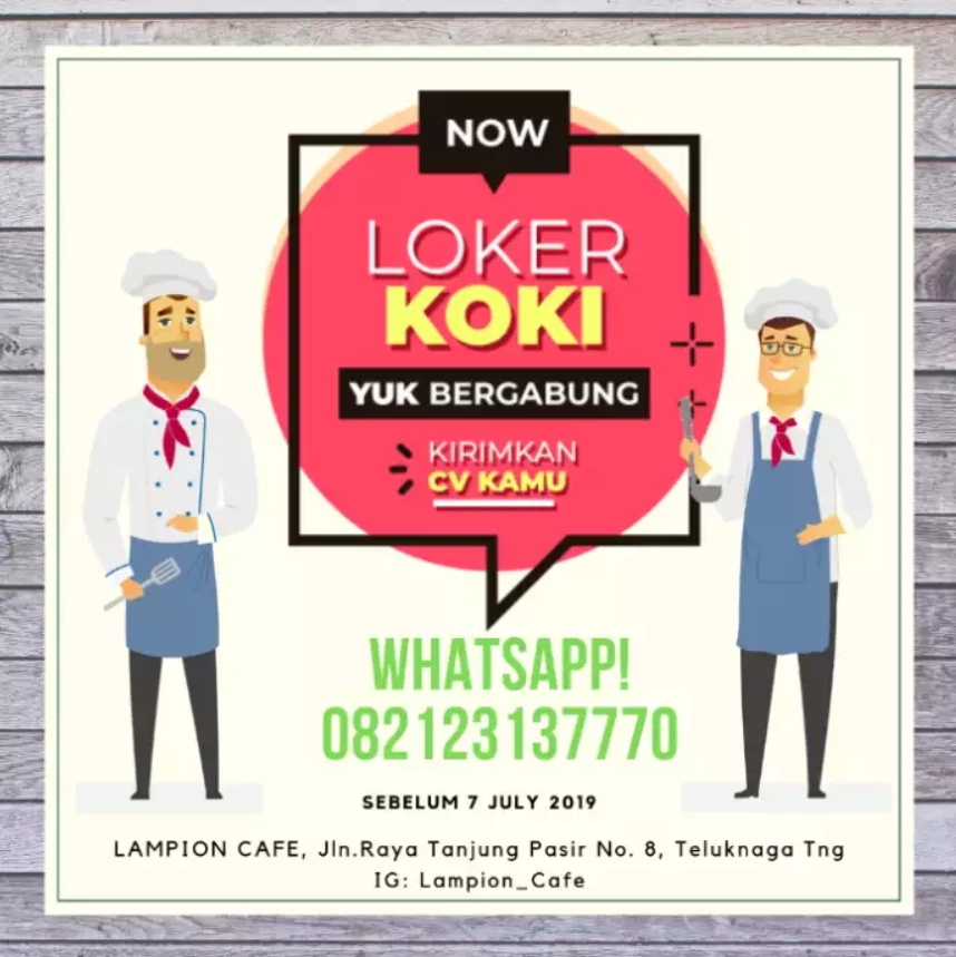 (Lowongan Kerja) Dibutuhkan Koki dan Koki Helper di Lampion Cafe Tangerang (Walk in Interview ...