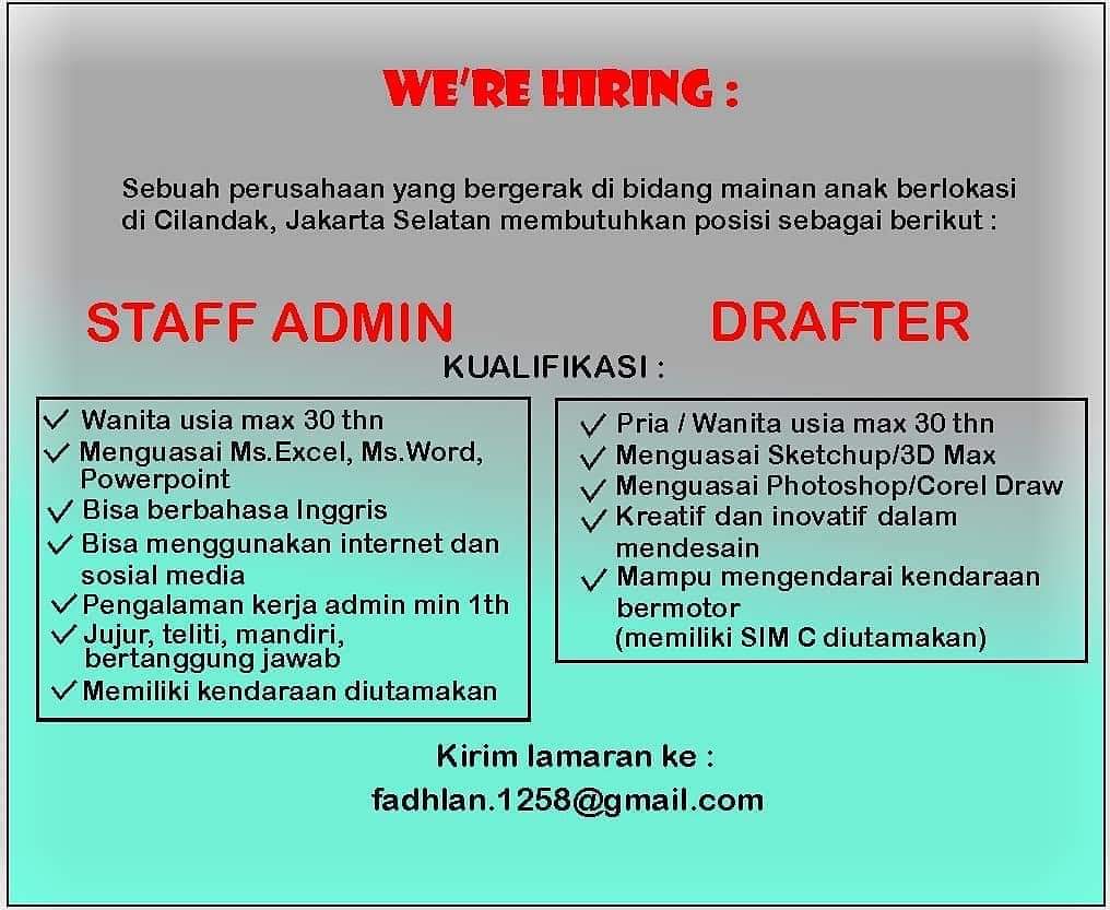 Lowongan Kerja Staff Admin Dan Drafter | AtmaGo