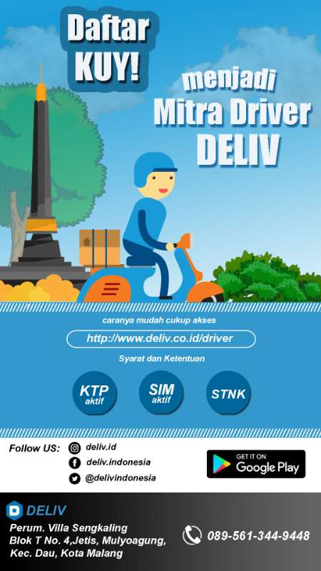 Gabung Menjadi Mitra Driver DELIV Malang | AtmaGo
