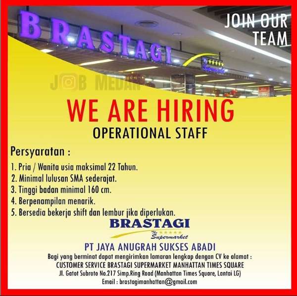 Lowongan Kerja Staf Operasional di Brastagi Supermarket | AtmaGo