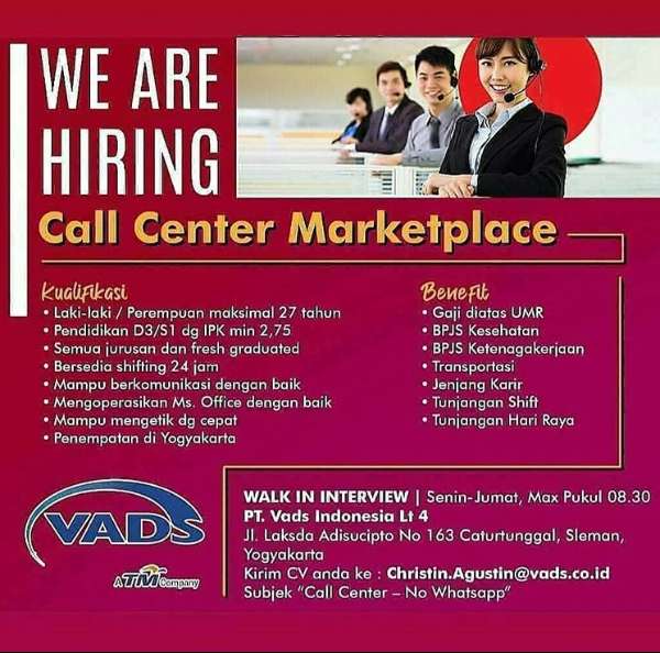 Lowongan Kerja Call Center Marketplace | AtmaGo