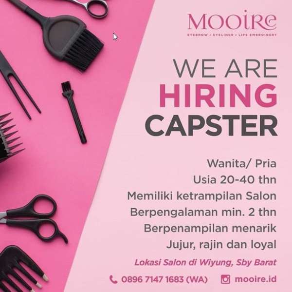 Lowongan Kerja Capster Salon Mooire Surabaya | AtmaGo