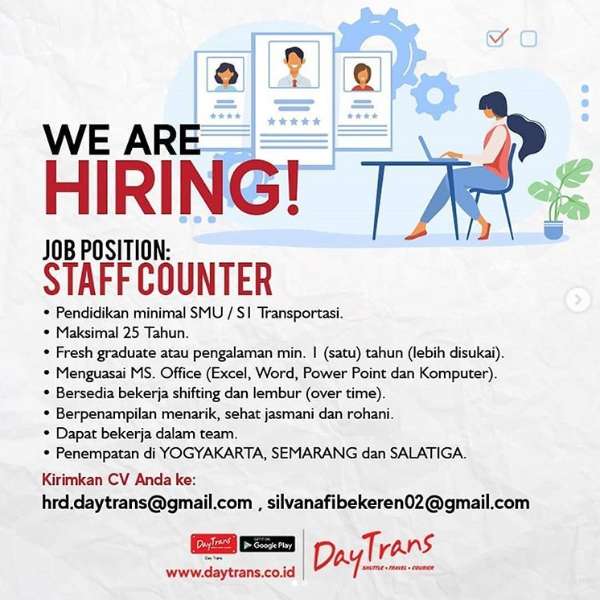 Lowongan Kerja Staff Counter di Daytrans | AtmaGo