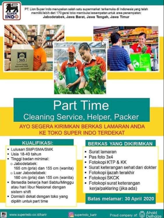 Kerja Part Time Cleaning Service, Helper, Packer | AtmaGo