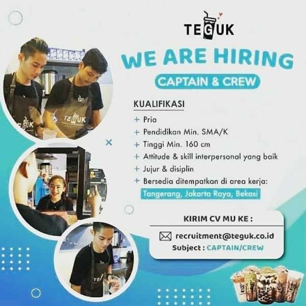 Lowongan Kerja Captain dan Crew Teguk Kafe | AtmaGo